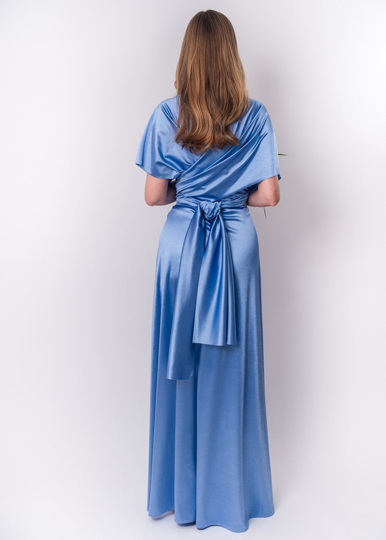 Sky Blue Luxury Satin Infinity Dress Bridesmaid Dresses - Etsy