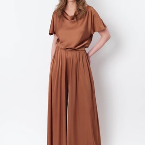 Copper Gold Silk Jumpsuit, Silk Jumpsuit, Bridesmaid Jumpsuit, Wedding ...