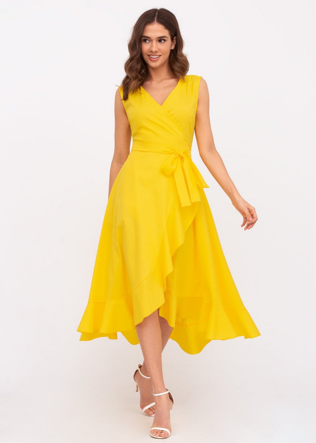 Yellow Cotton Sleeveless Wrap Dress Bridesmaid Dress - Etsy