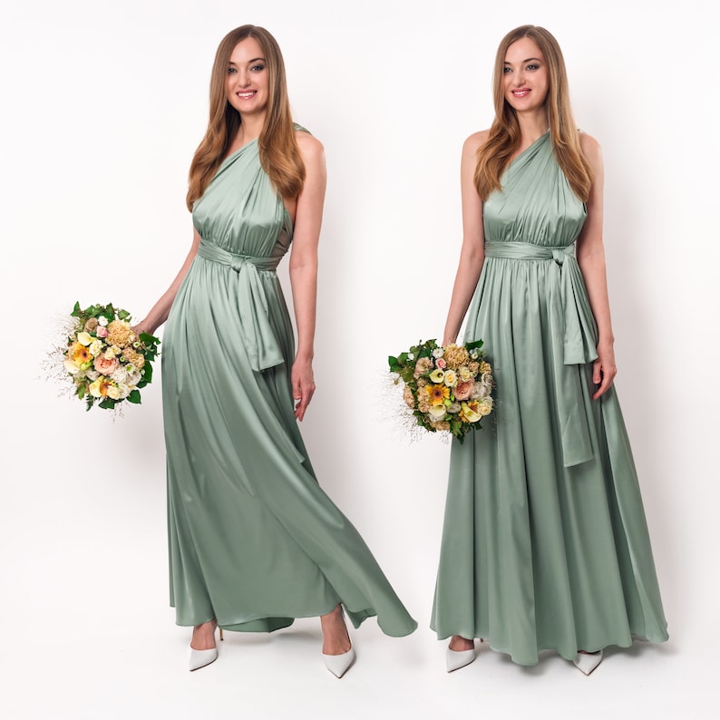 Infinity Dress Sage Green Silk Dress Bridesmaid Dress Silk - Etsy