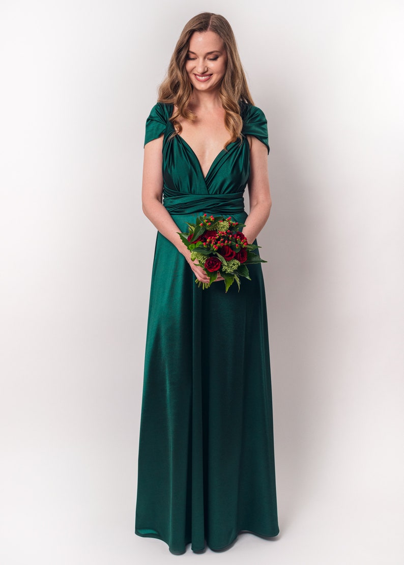 Emerald Green Luxury Satin Infinity Dress Bridesmaid Dresses - Etsy