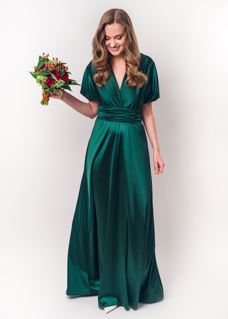Emerald Green Luxury Satin Infinity Dress Bridesmaid Dresses - Etsy