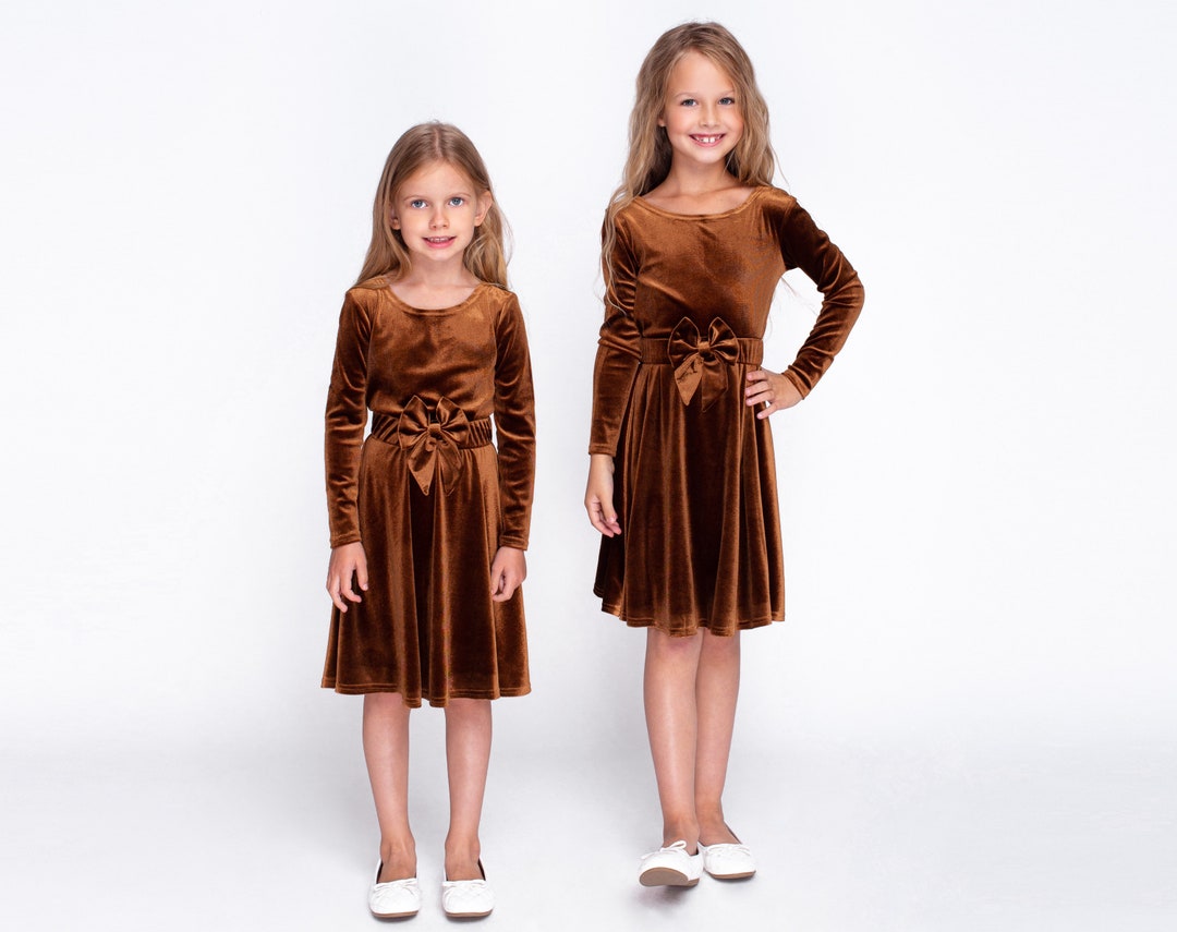 Rust Gold Velvet Girl Dress Girls Christmas Dress Birthday - Etsy