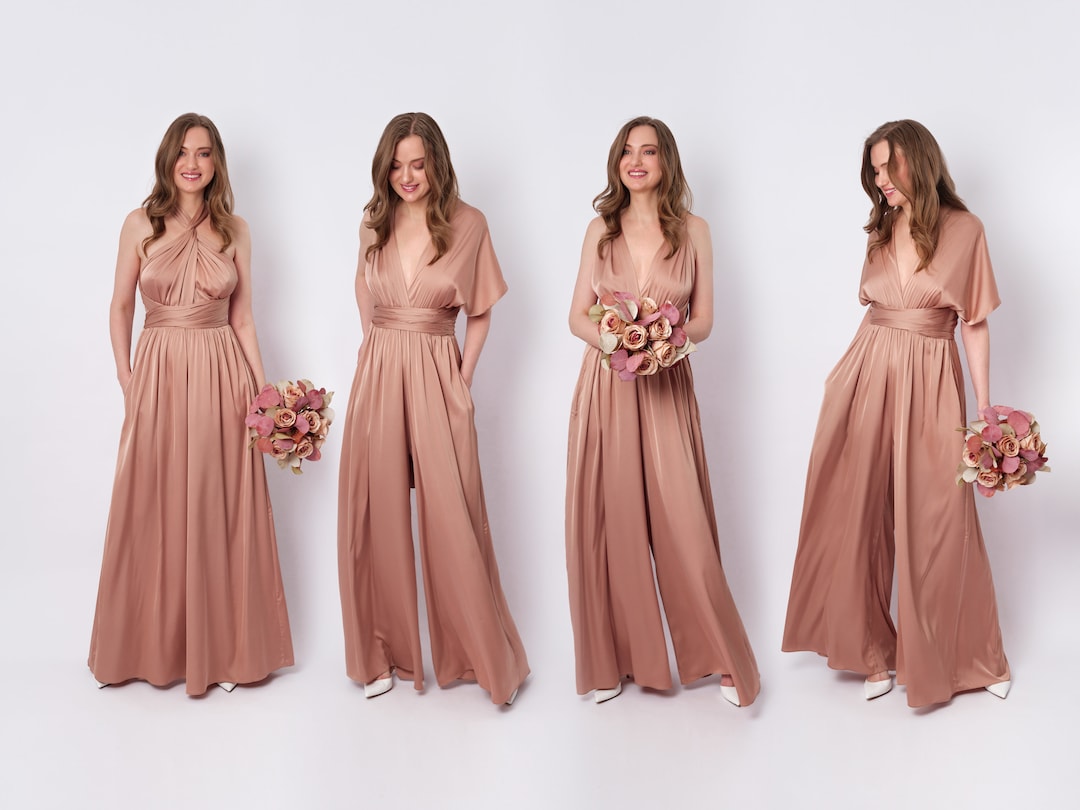 Rose Gold Infinity Jumpsuit, Silk Jumpsuit, Bridesmaid Jumpsuit, Multi ...
