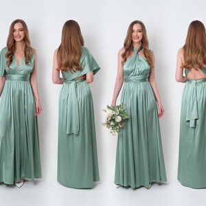 Infinity Dress, Sage Green Silk Dress, Bridesmaid Dress, Silk Dress ...