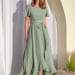 Chiffon Dress | Sage Green Ruffle Dress With Belt | Bridesmaid Dress ...
