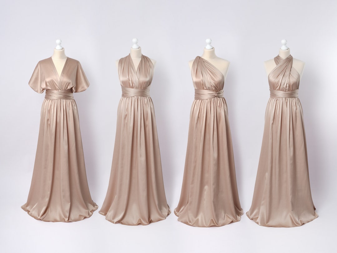 Infinity Dress or Jumpsuit, Champagne Beige Silk Dress, Bridesmaid ...