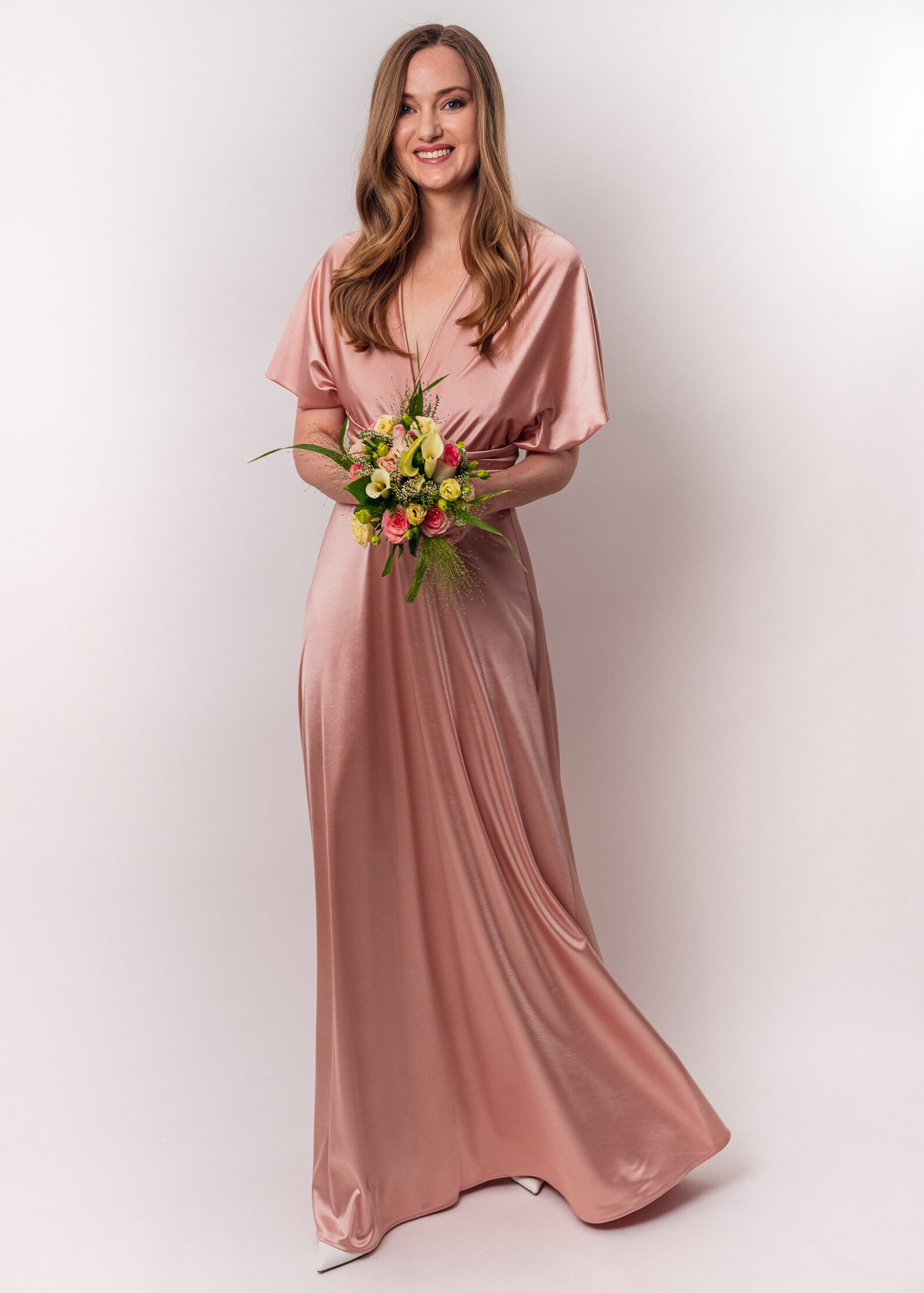 Blush Pink Luxury Satin Infinity Dress Bridesmaid Dresses - Etsy