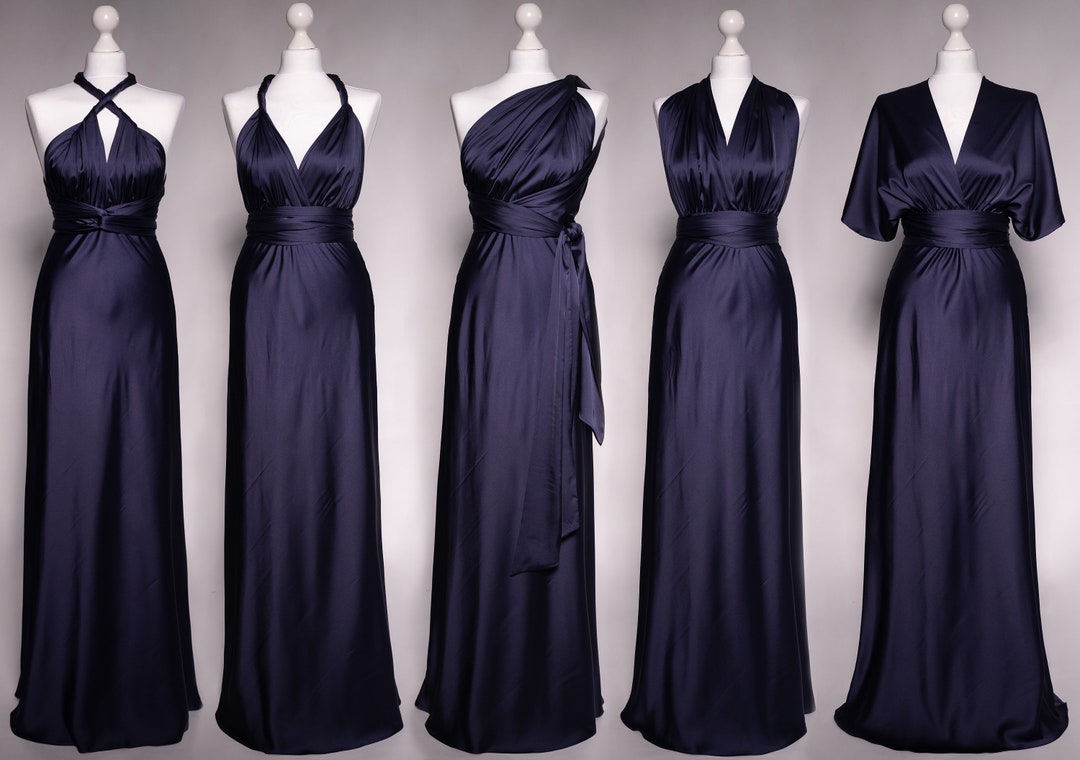 Infinity Dress, Navy Blue Silk Dress, Bridesmaid Dress, Silk Dress ...