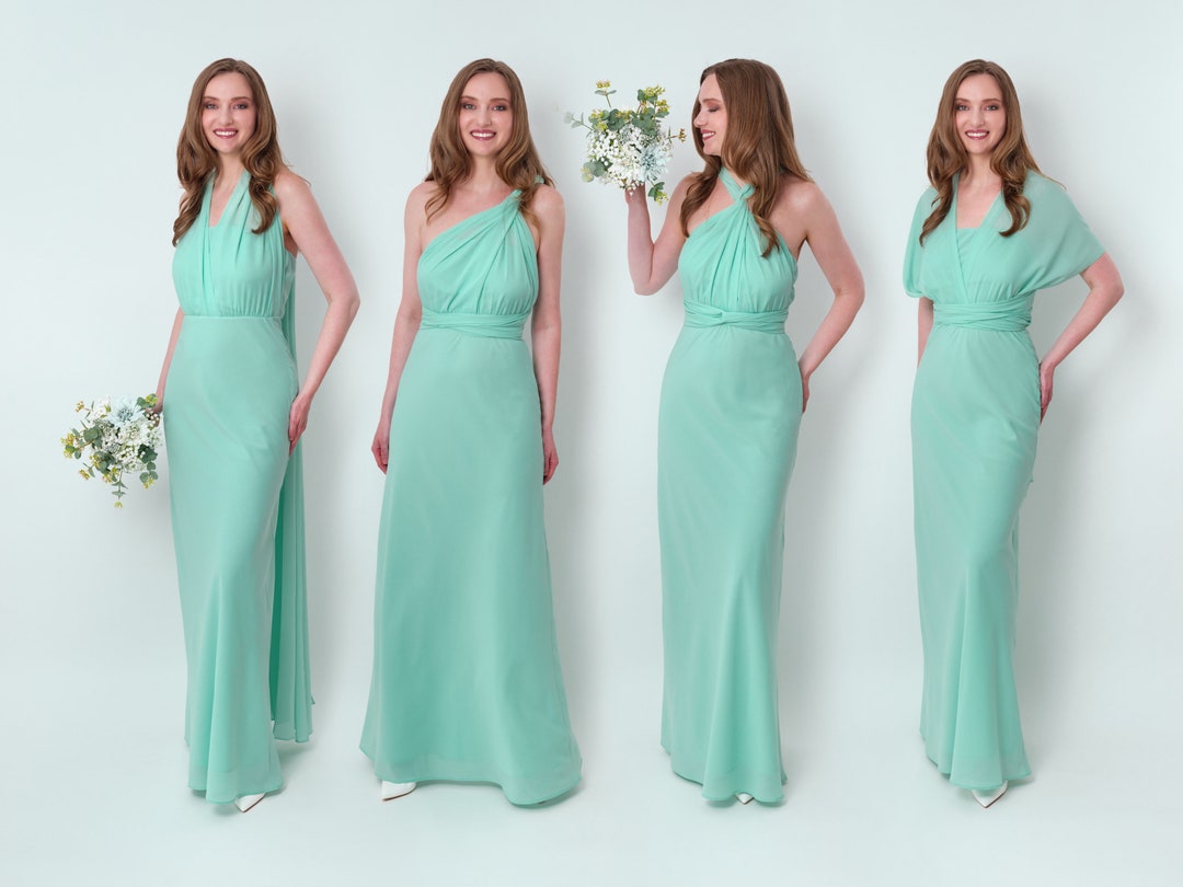 Tiffany Blue Chiffon Infinity Bridesmaid Dress, Wedding Guest Dress ...