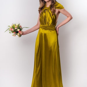 Olive Green Luxury Satin Infinity Dress, Bridesmaid Dresses, Bridesmaid ...
