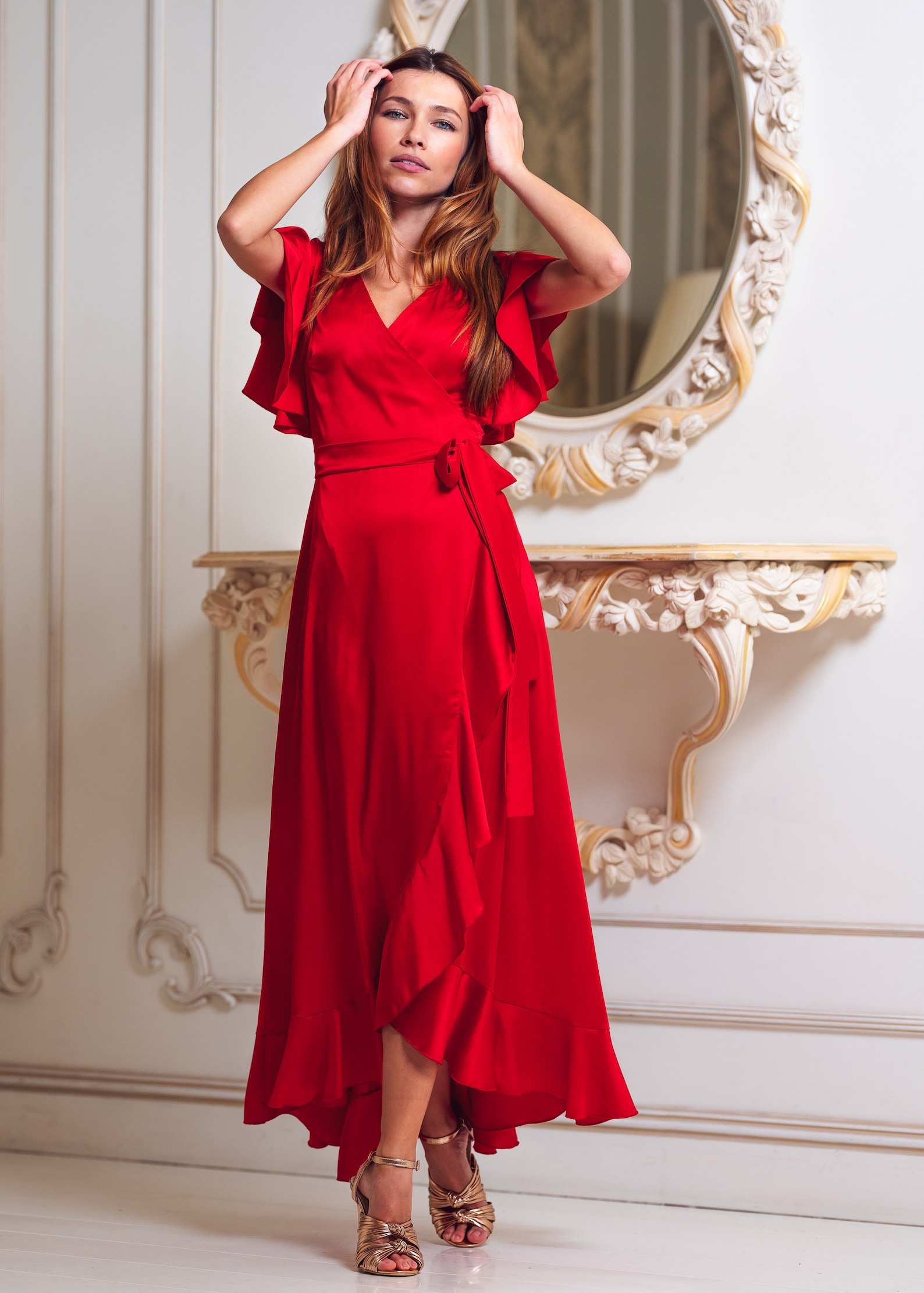 Red Dress Silk Dress Wrap Dress Bridesmaid Dress Wedding - Etsy