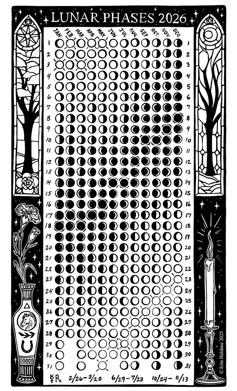 Lunar Calendar 2026 Digital Download - Print It Yourself! - Etsy