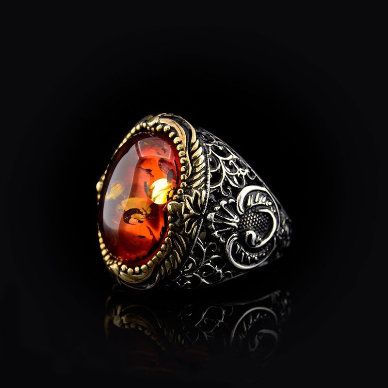Mens Amber Ring - Etsy