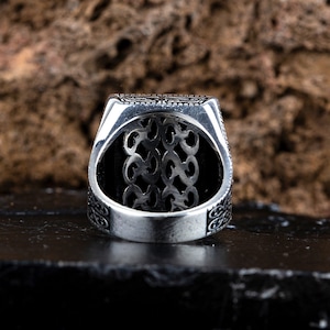 Stoneless Silver Engraved Rectangle Men's Ring, Silver Handmade Jewelry ...