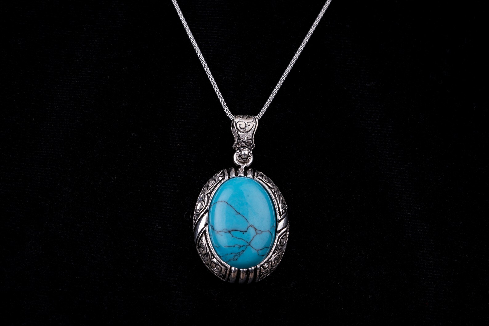 Turquoise Hand Engraved Oval Pendant Silver Handmade Jewelry - Etsy