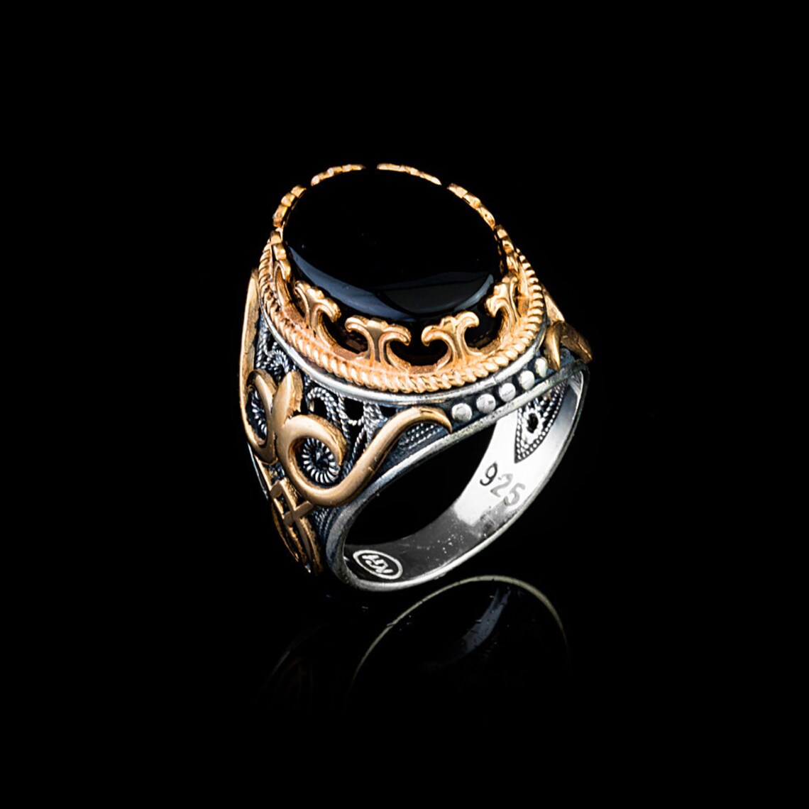 Black Oval Aqeeq Silver Ring Silver Handmade Jewelry 925 - Etsy