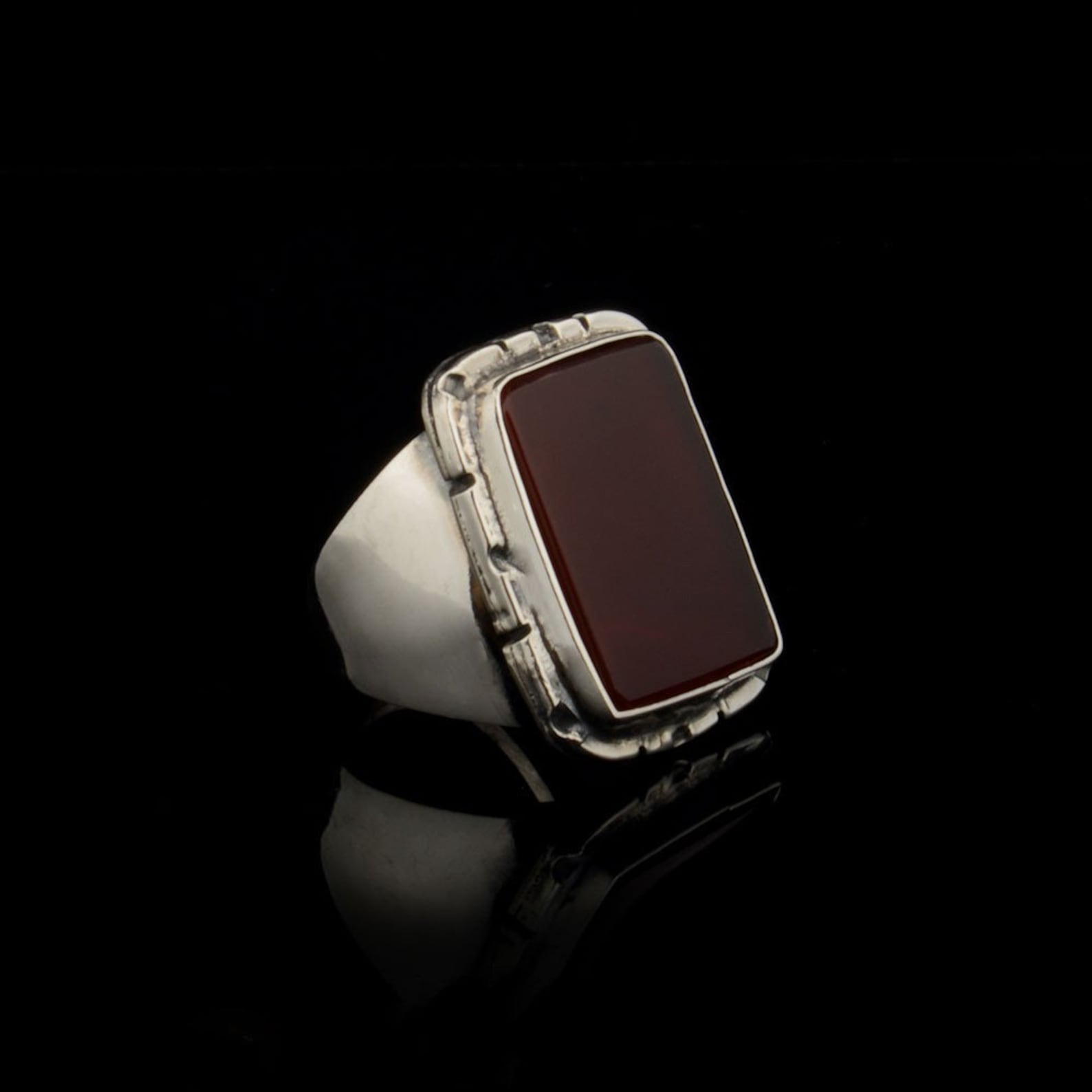 Red Yemeni Aqeeq Rectangle Silver Ring Silver Handmade - Etsy