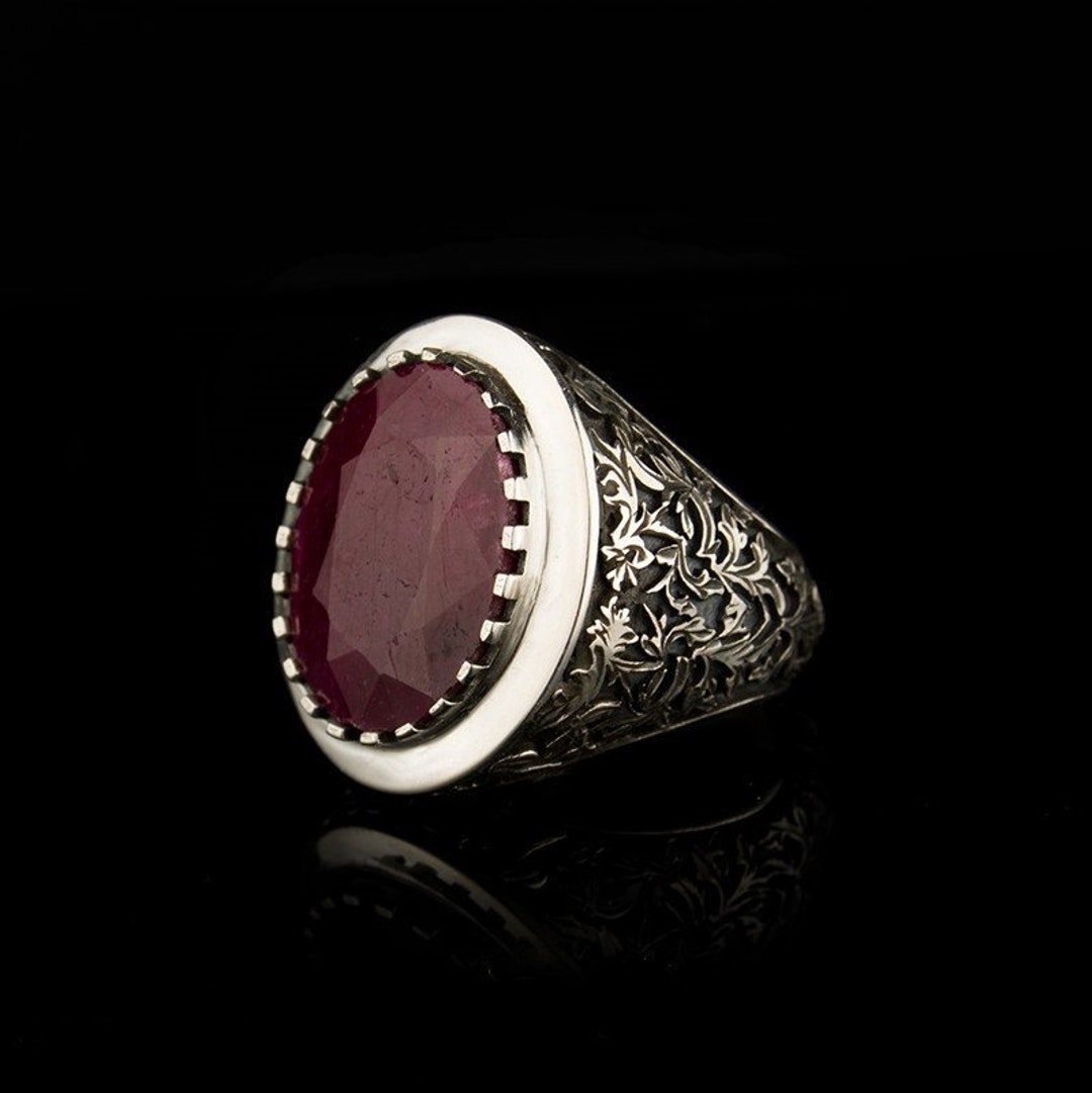 Ruby Oval Silver Men Ring, Silver Handmade Jewelry, 925 Sterling Silver ...