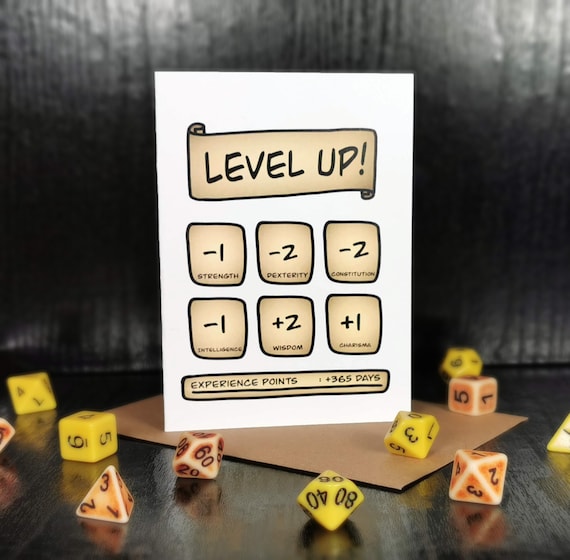 Level up Card Birthday Card Level up Birthday Geek Card - Etsy