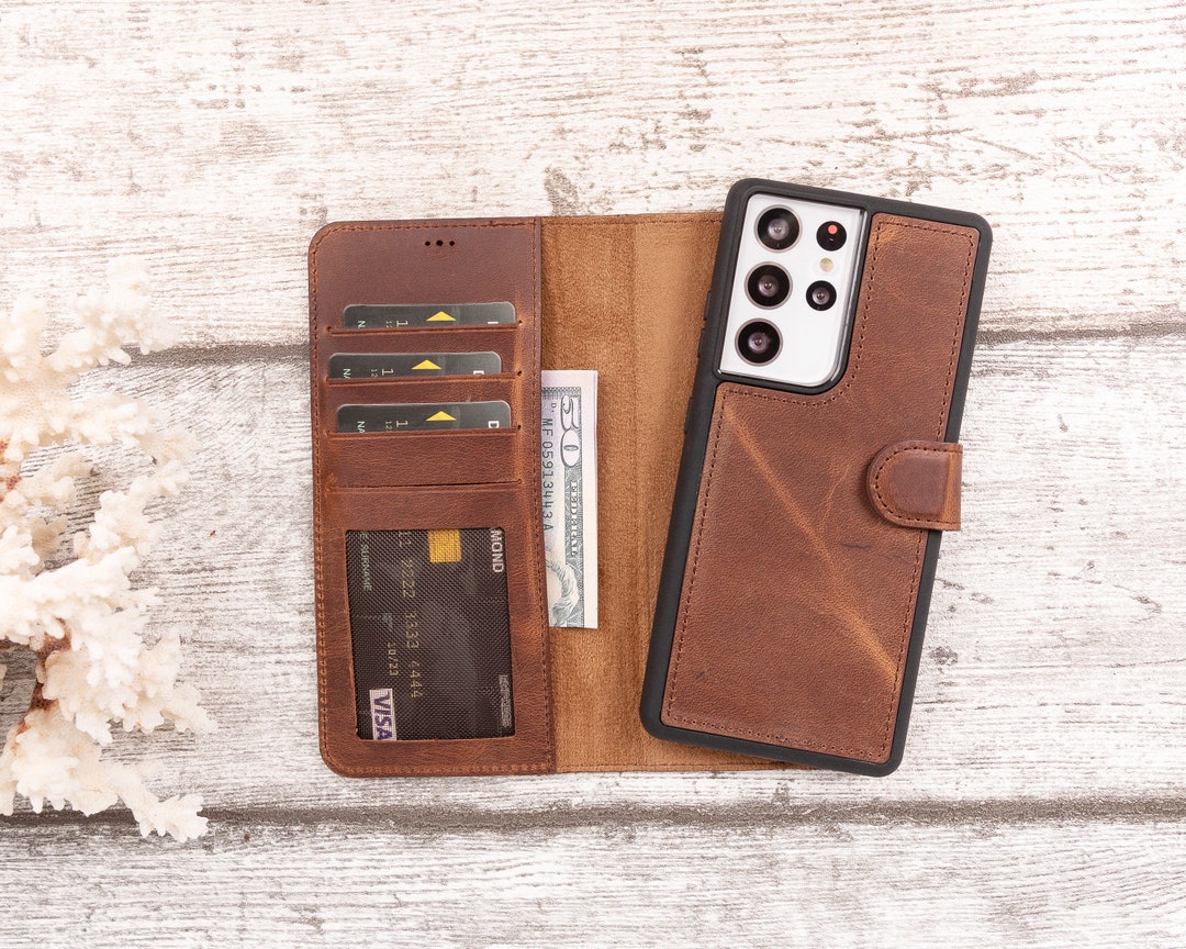 Custom Galaxy S21 Ultra Case, Genuine Leather Magnetic Detachable ...