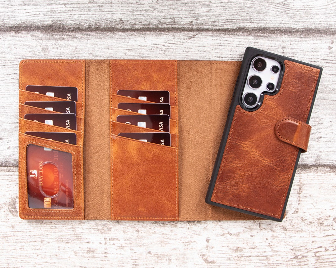 Samsung Galaxy S25 Ultra Case, Personalized Trifold Genuine Leather Wallet Case for Men & Women ...