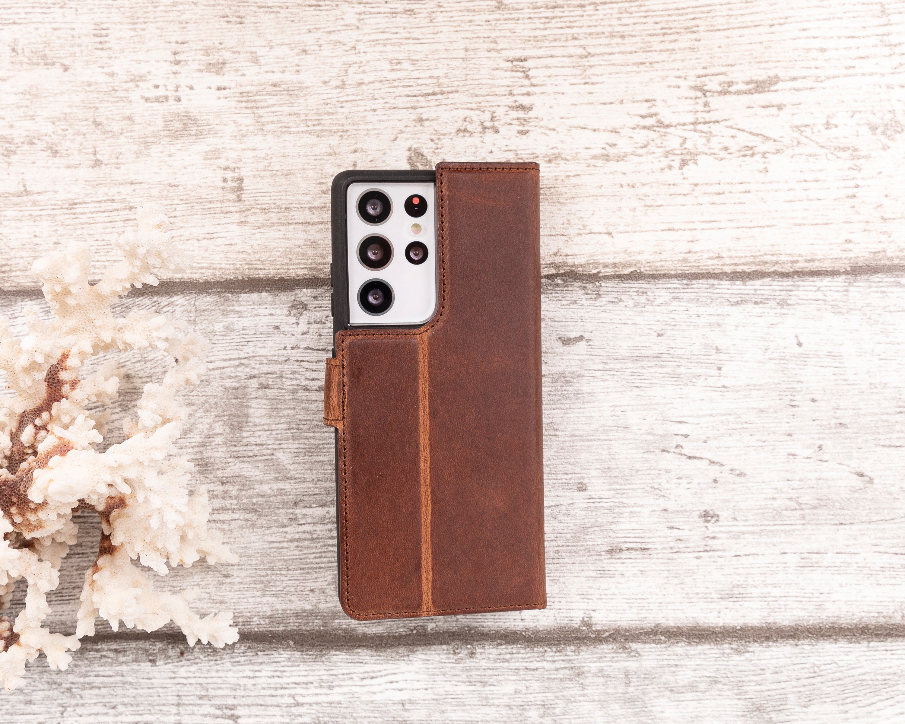 Custom Galaxy S21 Ultra Case, Genuine Leather Magnetic Detachable ...