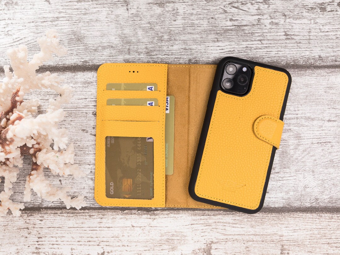 Genuine Leather iPhone 12 Mini 5.4 Magnetic Detachable Wallet Case with ...