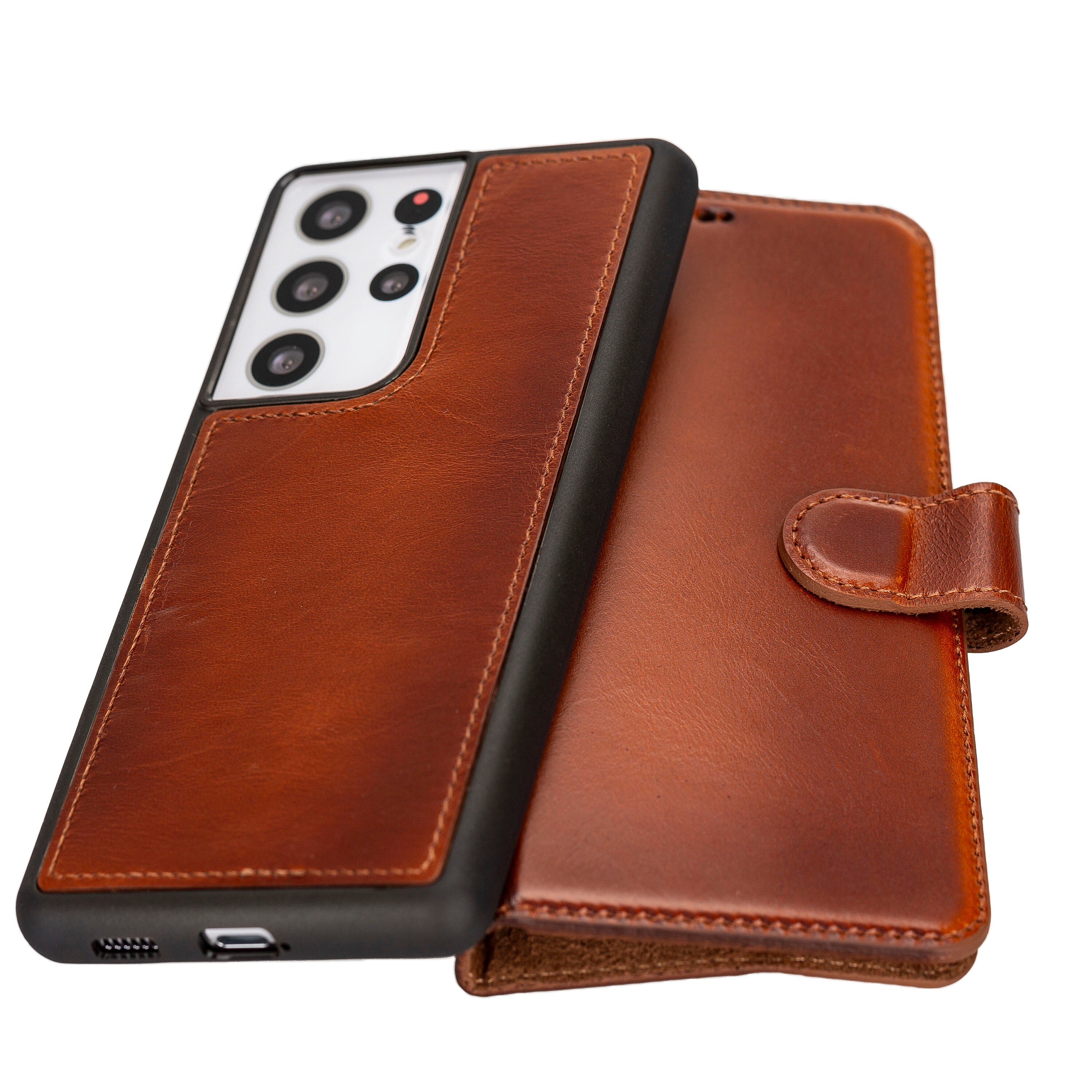 Custom Galaxy S21 Ultra Case, Genuine Leather Magnetic Detachable ...