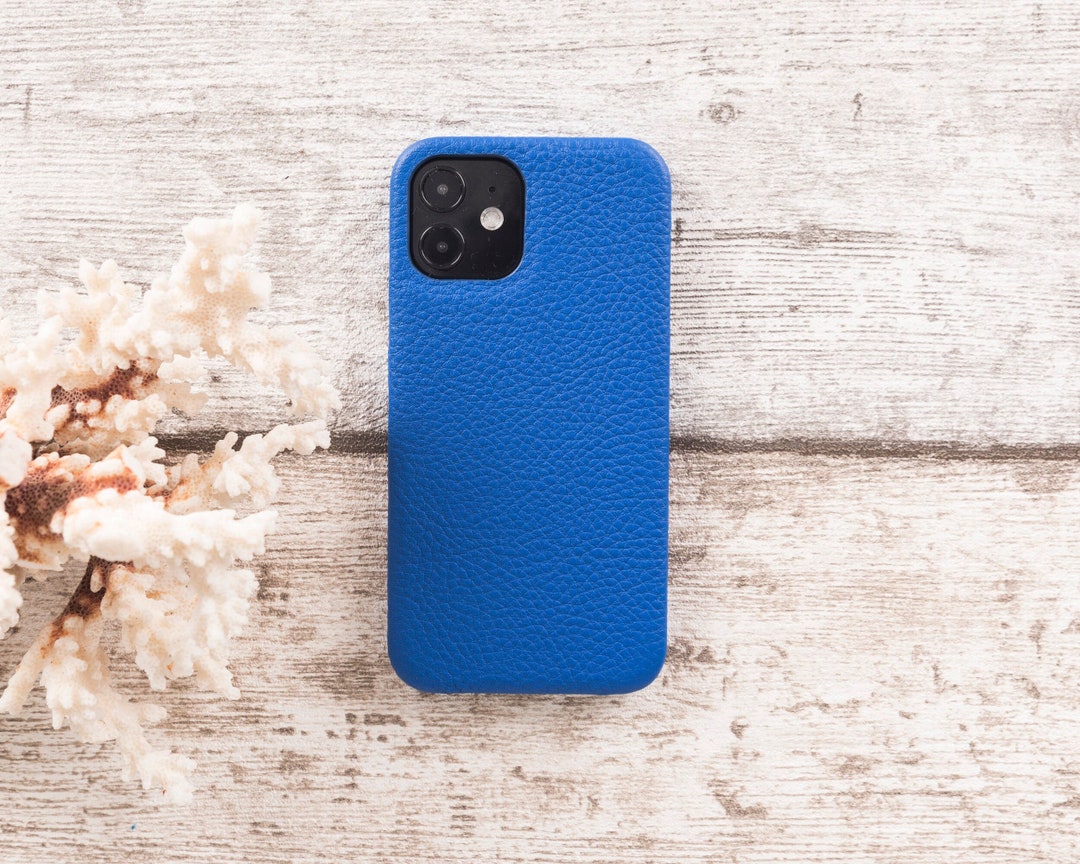 Royal Blue Full Grain Leather Case for iPhone 12 and 12 Pro 6.1 Magsafe ...