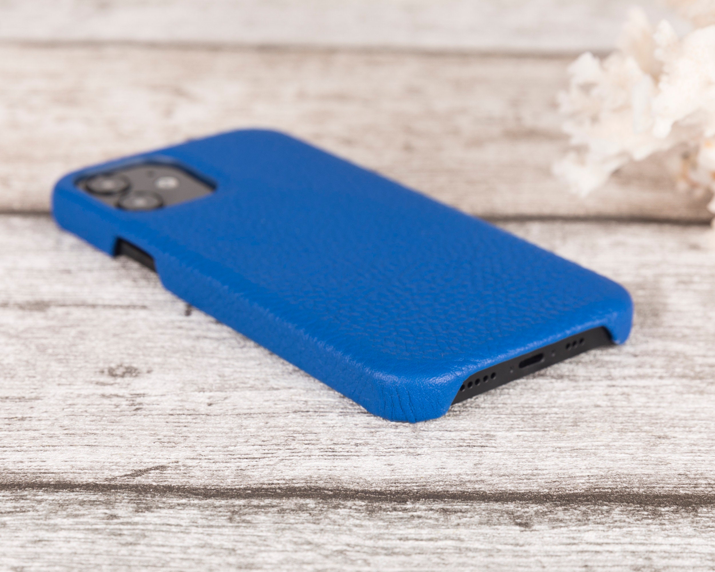 Royal Blue Full Grain Leather Case for iPhone 12 and 12 Pro - Etsy
