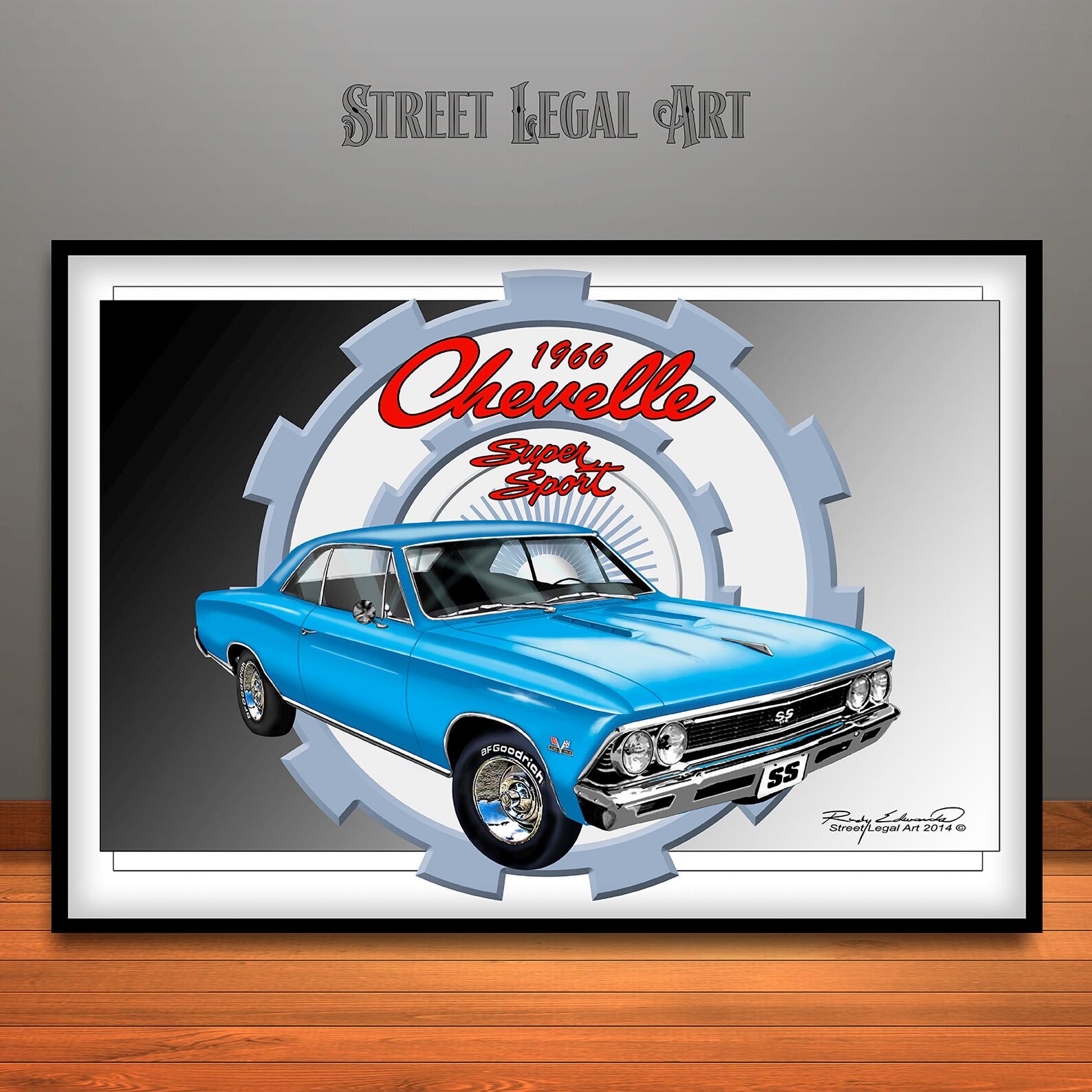 1966 Chevelle SS Gear Muscle Car Art Print, Garage Wall Art Unframed ...