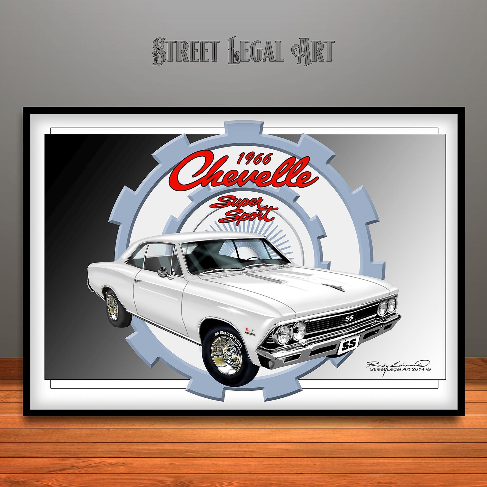 1966 Chevelle SS Gear Muscle Car Art Print, Garage Wall Art Unframed ...