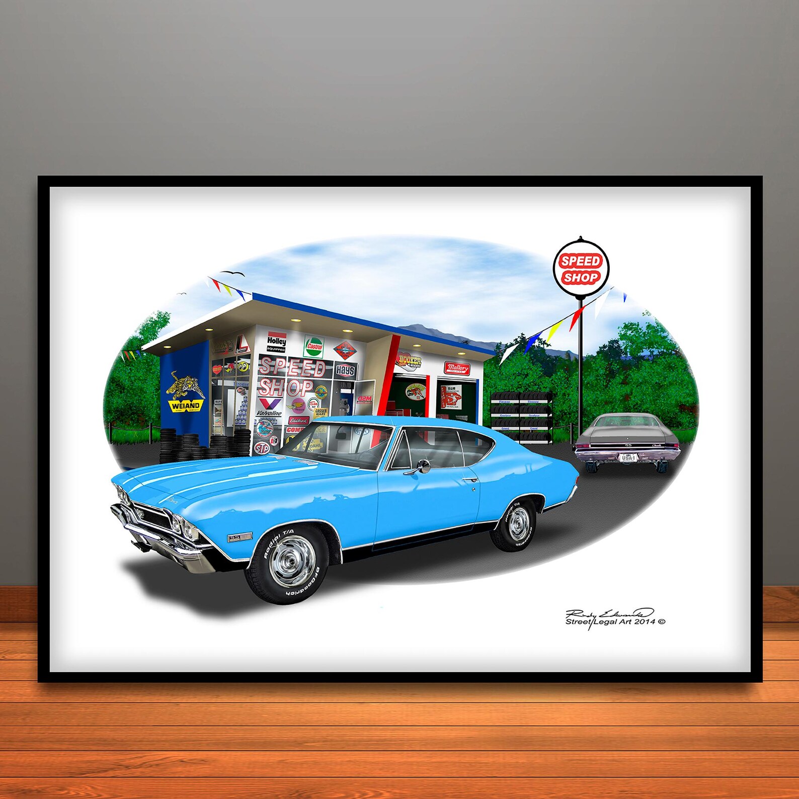 1968 Chevelle SS Muscle Car Art Print, Garage Wall Art Unframed Artist ...
