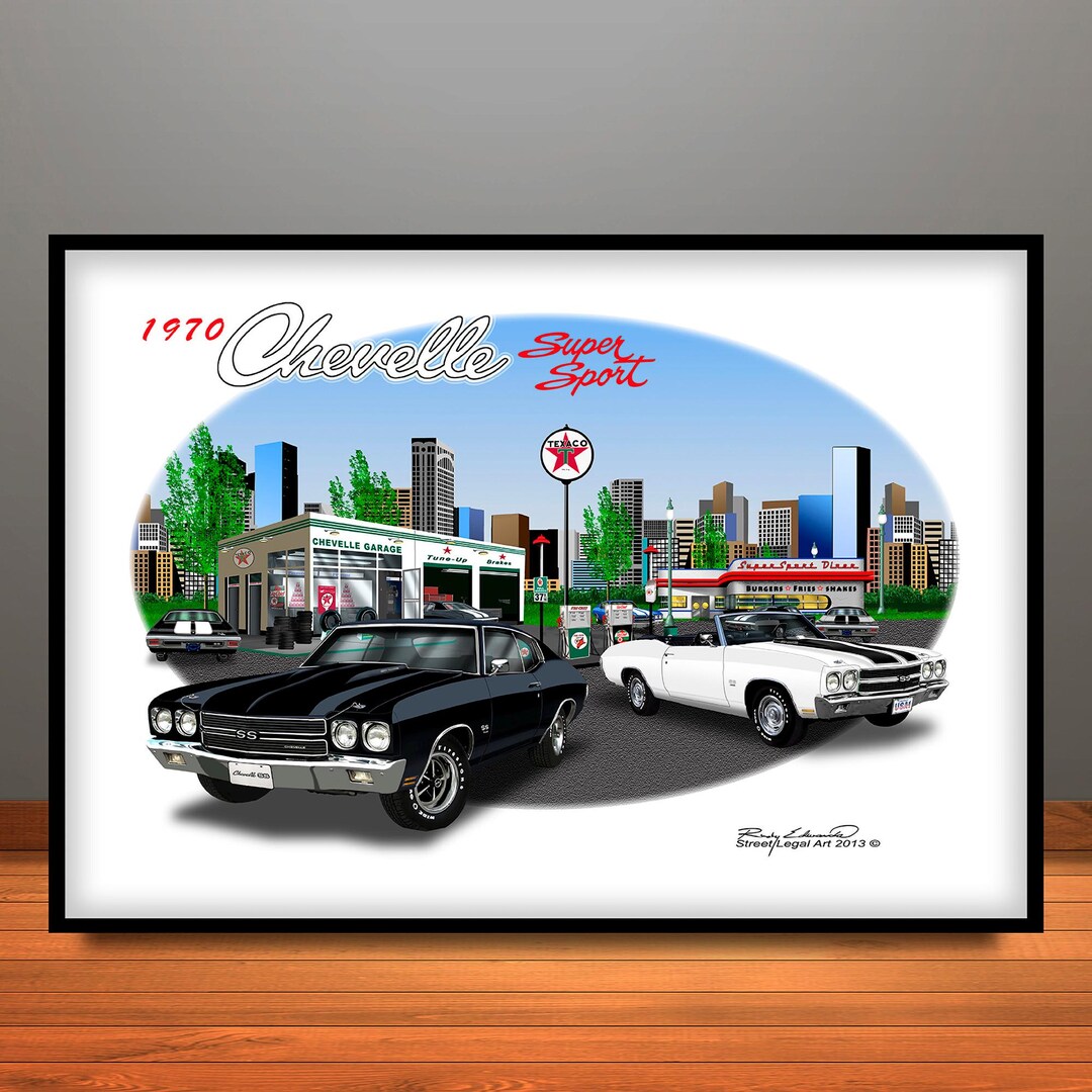 1970 Chevelle SS Muscle Car Art Print, Garage Wall Art Unframed Artist ...