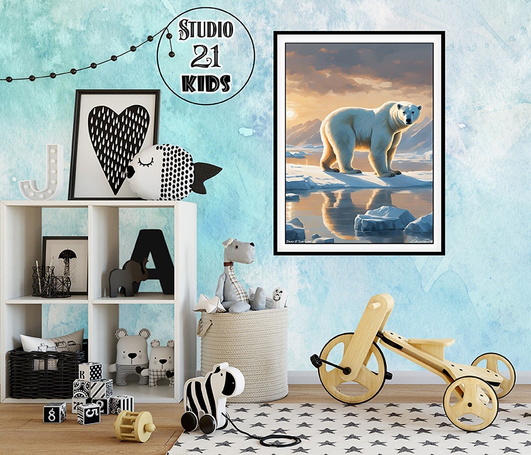 Polar Bear Print Arctic Animal Print Ocean Print Bear Wall - Etsy