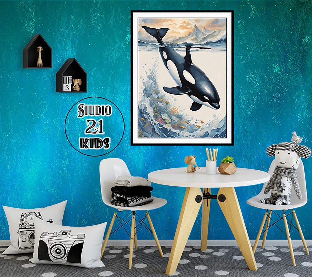Orca Print Orca Wall Art Orca Poster Nautical Nursery - Etsy