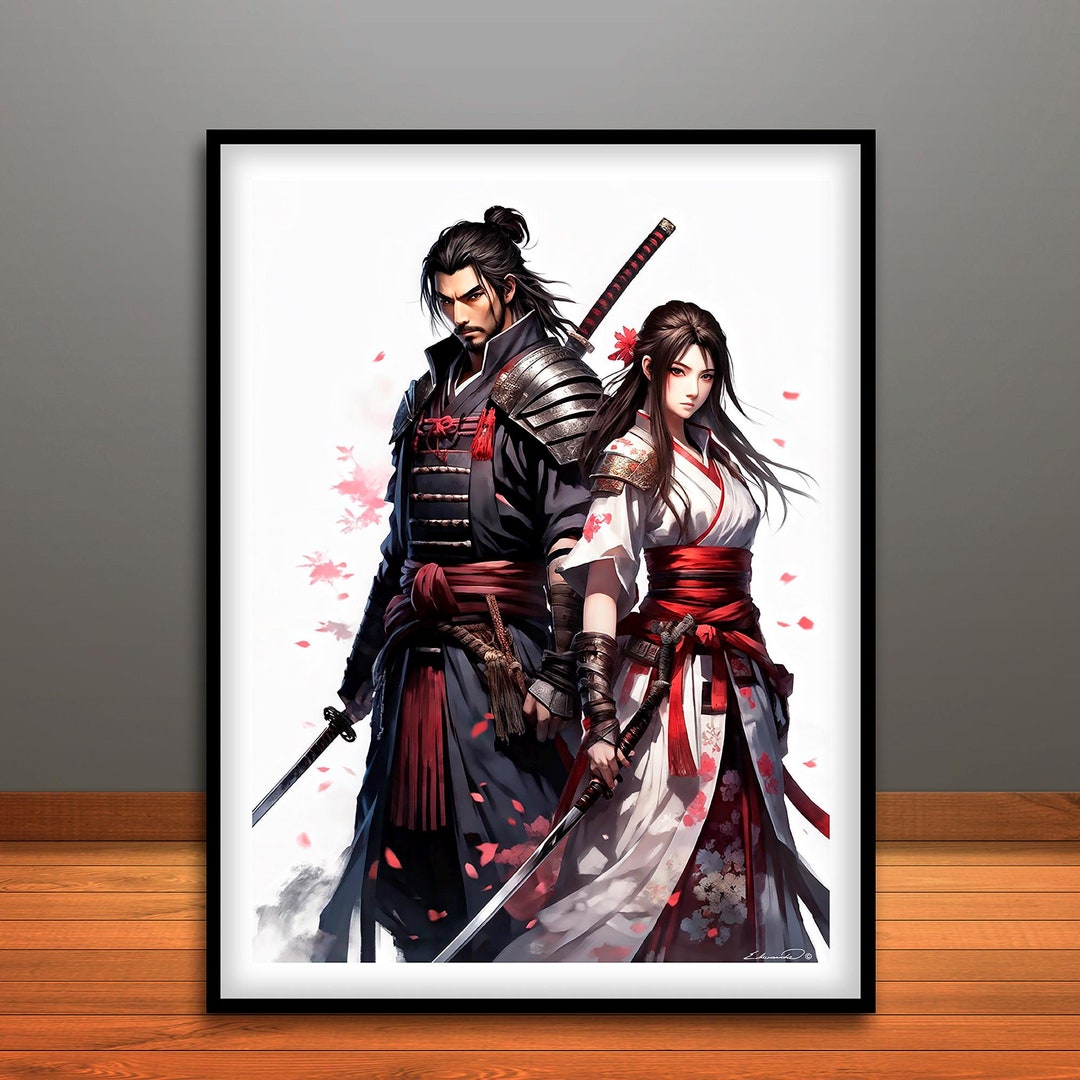 Anime Male and Female Samurai Vtuber Dopamine Decor Apartment Décor ...