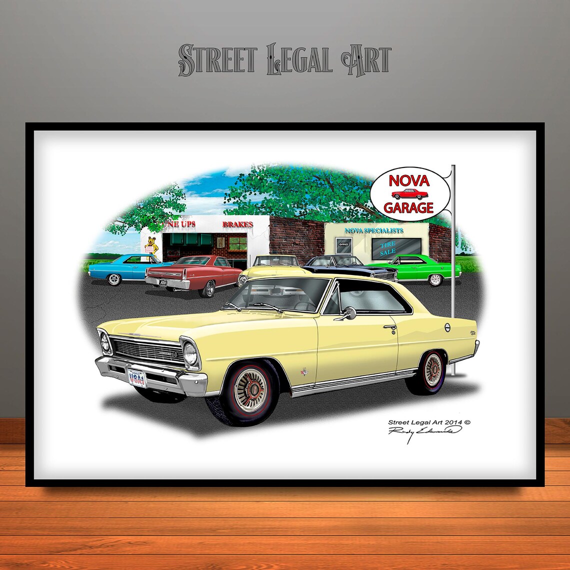 1966 Chevrolet Nova Muscle Car Art Print, Garage Wall Art Unframed ...