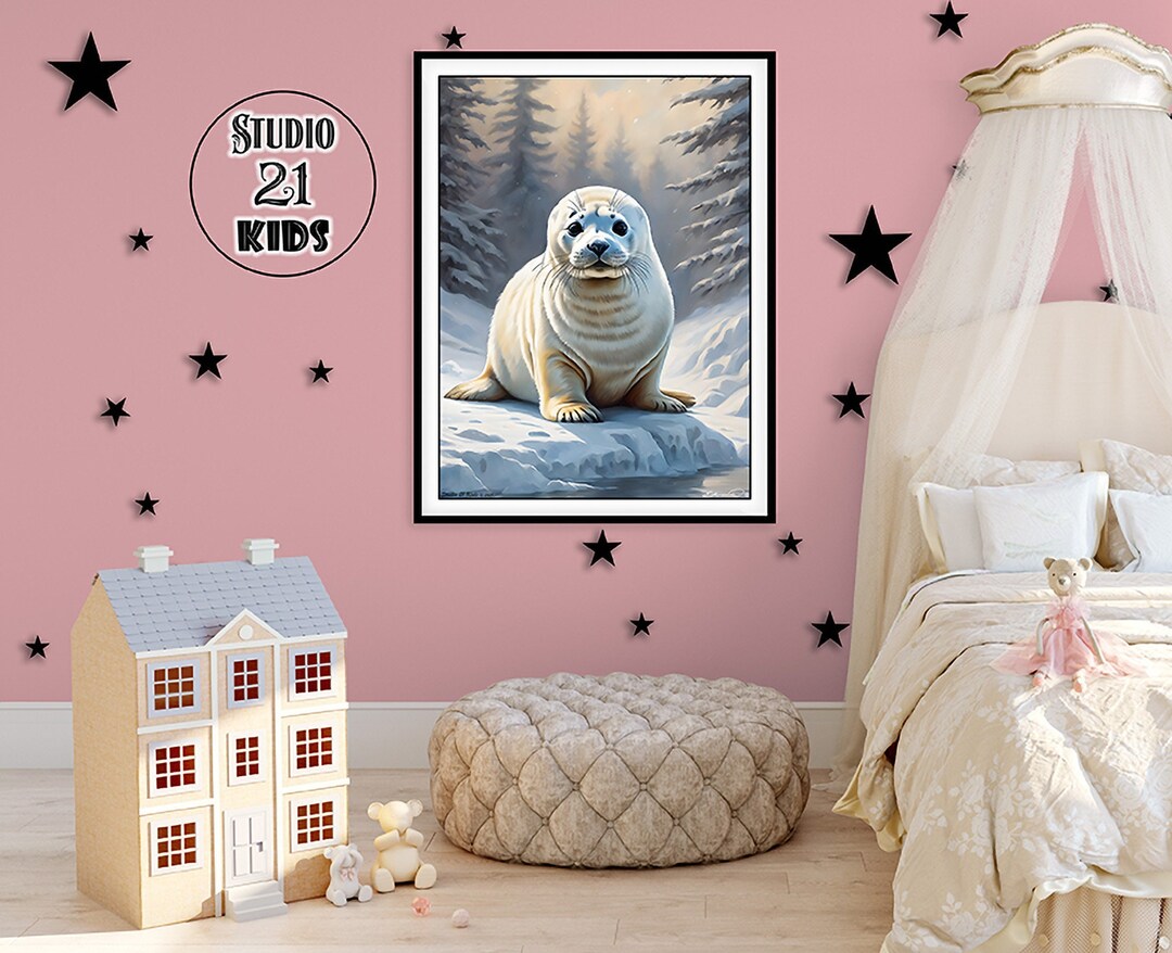 Greenland Seal Print, Seal Wall Art, Seal Poster, Nautical Nursery ...