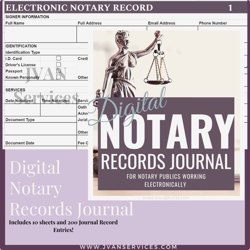 Digital Notary Records Journal - Etsy