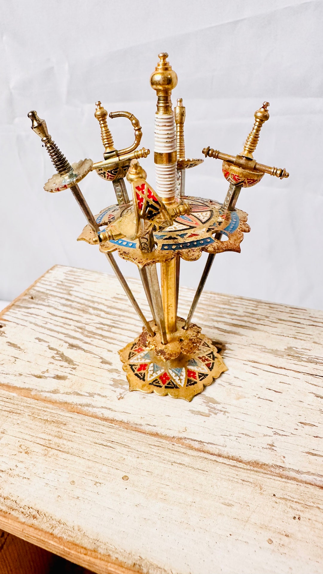 Toledo Cocktail Swords in Stand, Vintage Cocktail Swords, Vintage ...