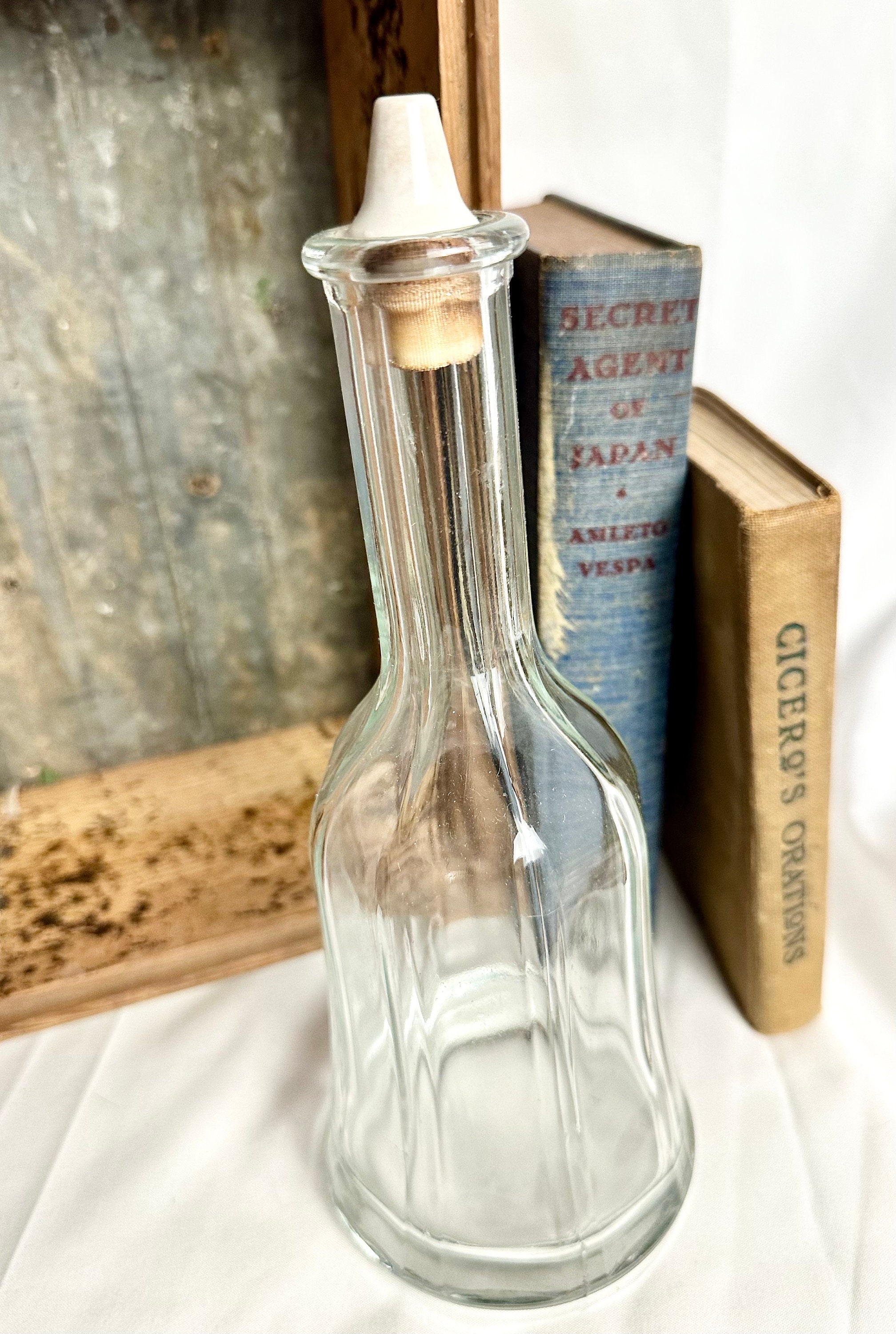 Vintage Barber Shop Glass Bottle With Porcelain Stopper, 1950s - Etsy