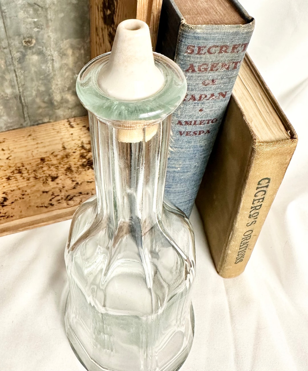 Vintage Barber Shop Glass Bottle With Porcelain Stopper, 1950s - Etsy