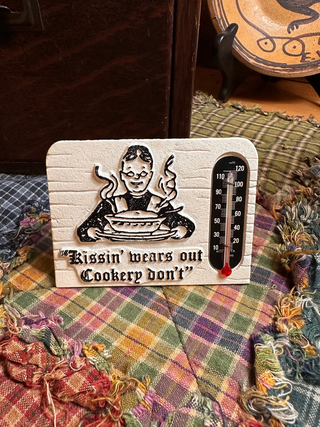 Retro Tabletop Enamel Funny Thermometer Vintage Funny Kitchen ...