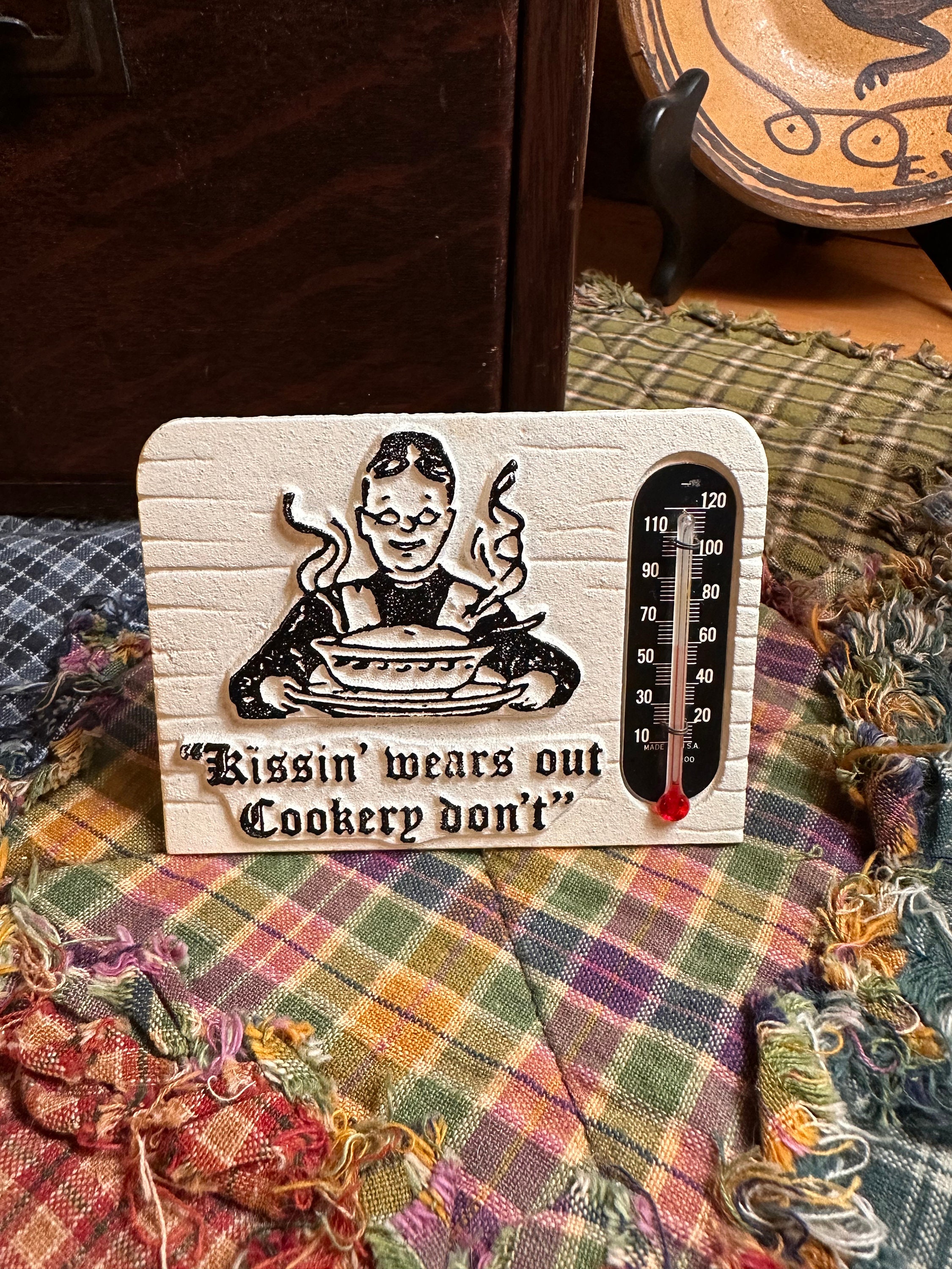 Retro Tabletop Enamel Funny Thermometer Vintage Funny Kitchen ...