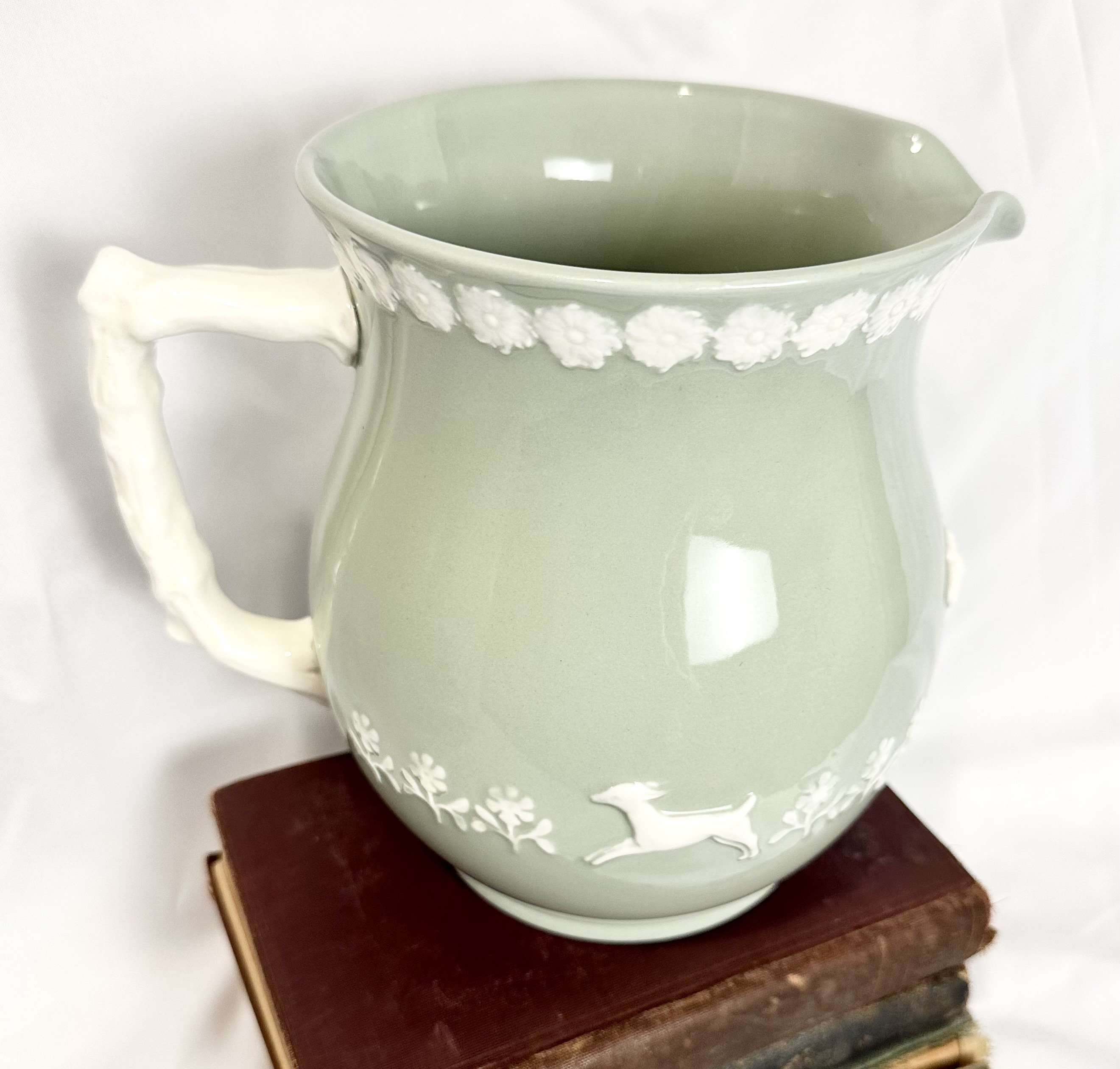 Spode Fortuna Pitcher Equestrian Pitcher Green Ceramic - Etsy