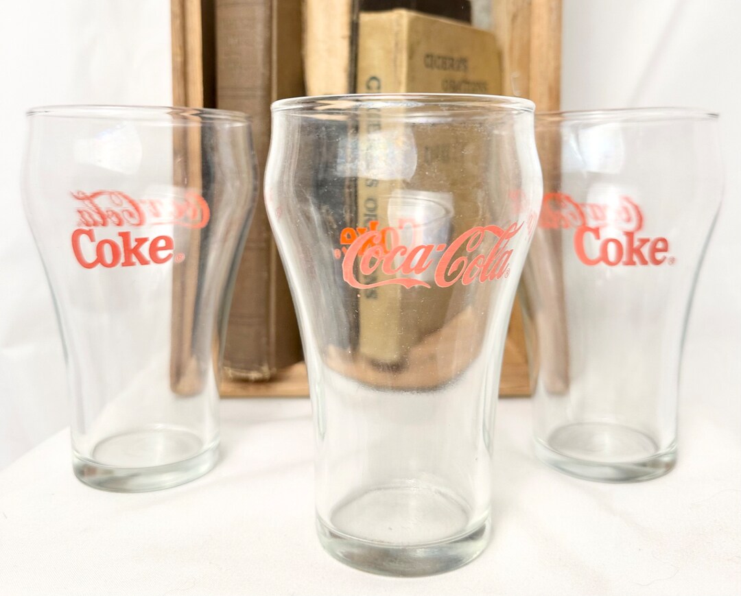 Set of Three Vintage COKE Glasses, COCA-COLA Drinking Glasses 5" Tall 3 ...