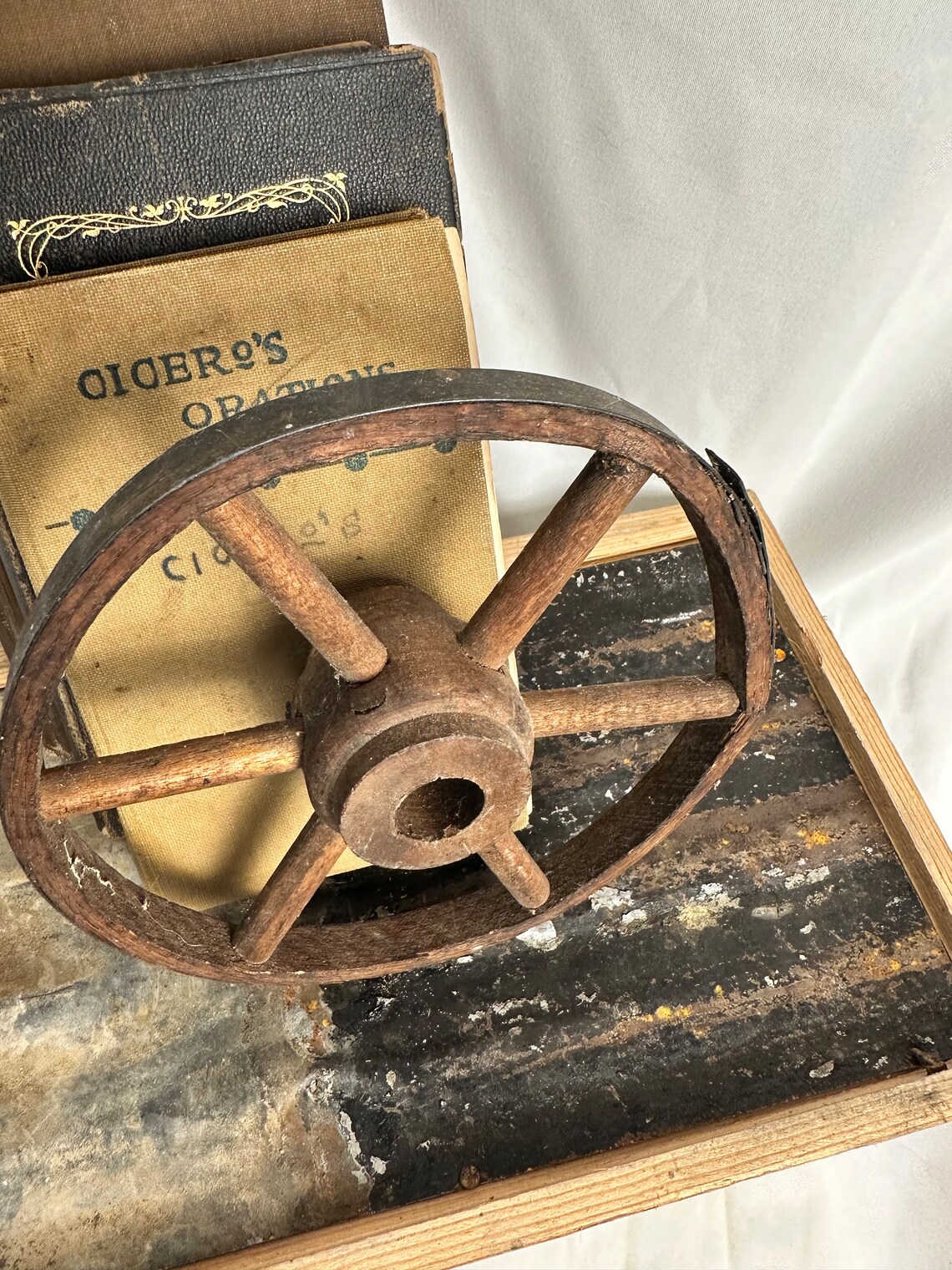 Wood Wagon Wheel, Vintage, Primitive Wheel, Farmhouse Decoration ...
