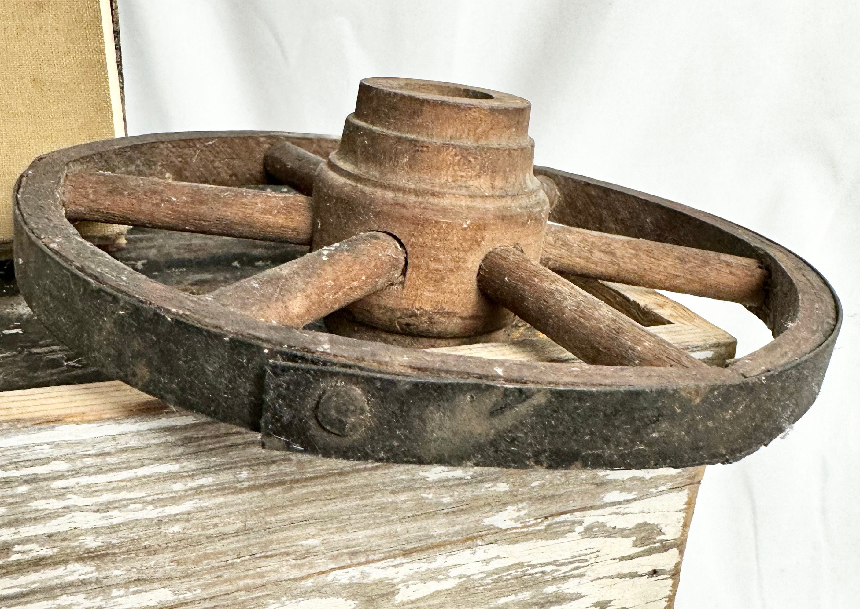 Wood Wagon Wheel, Vintage, Primitive Wheel, Farmhouse Decoration ...